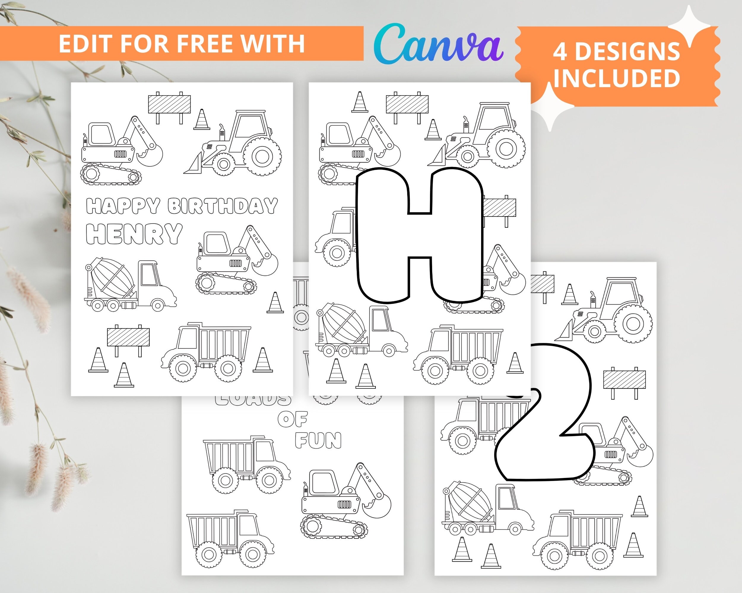 Printable Construction Birthday Colouring Pages, Dump Truck Colouring ...