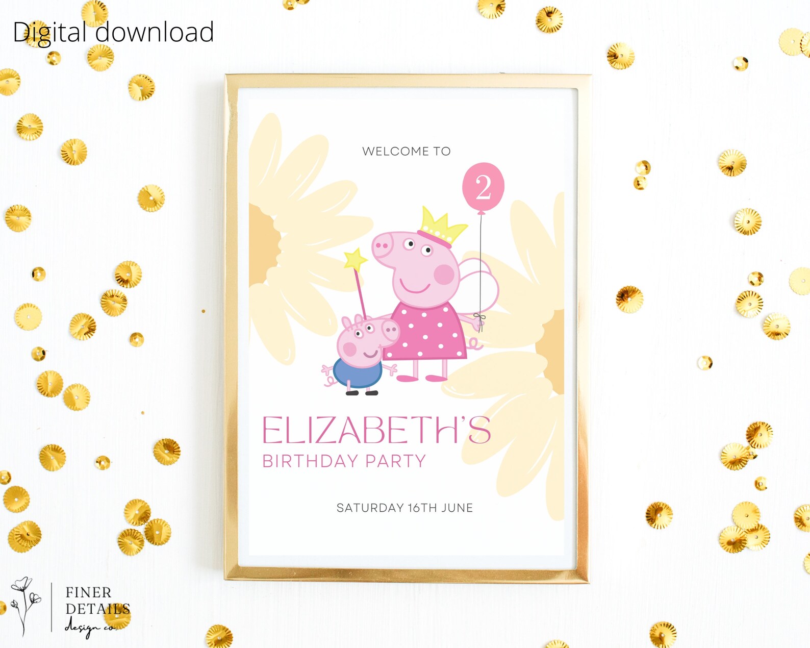 Editable Peppa Pig Birthday Welcome Sign Template Printable Colourful ...