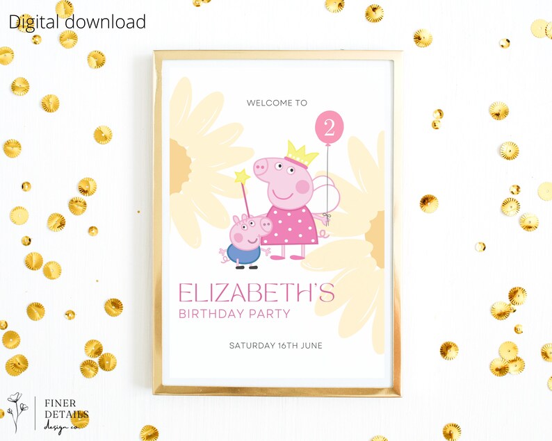 Editable Peppa Pig Birthday Welcome Sign Template Printable - Etsy