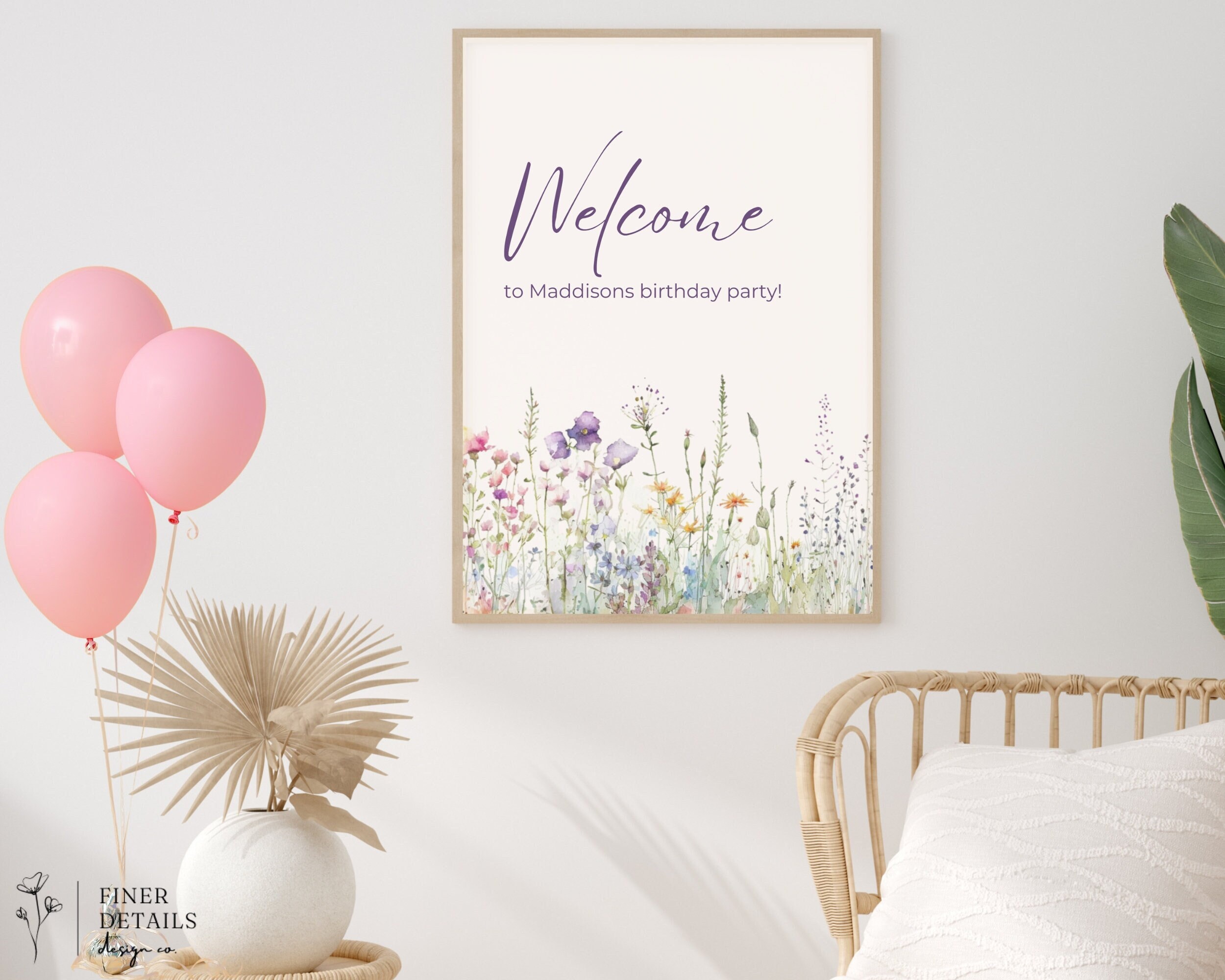 Editable Wildflower Birthday Party Welcome Sign Editable Instant ...