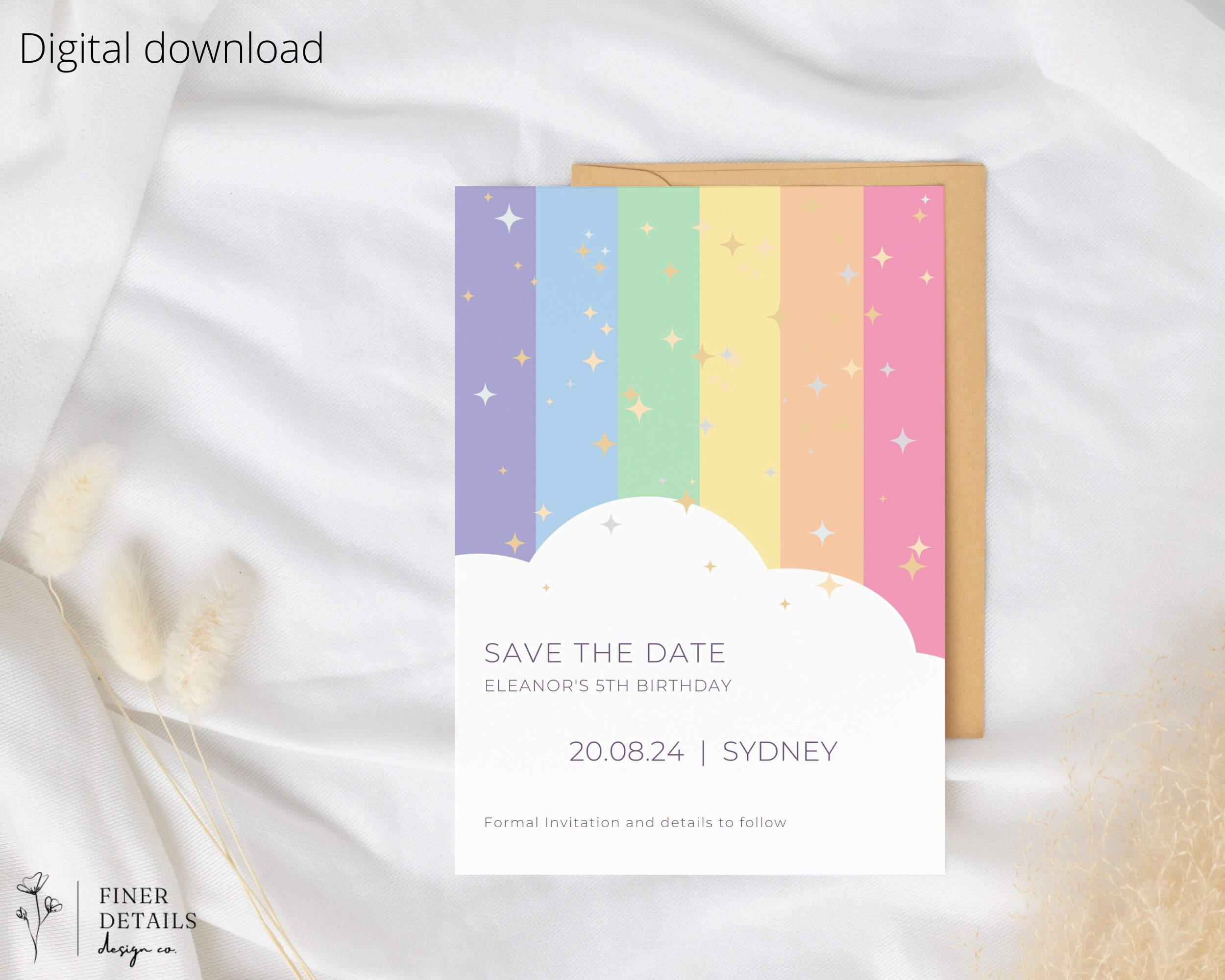 Printable Save the Date Rainbow of Fun Invitation Template - Etsy