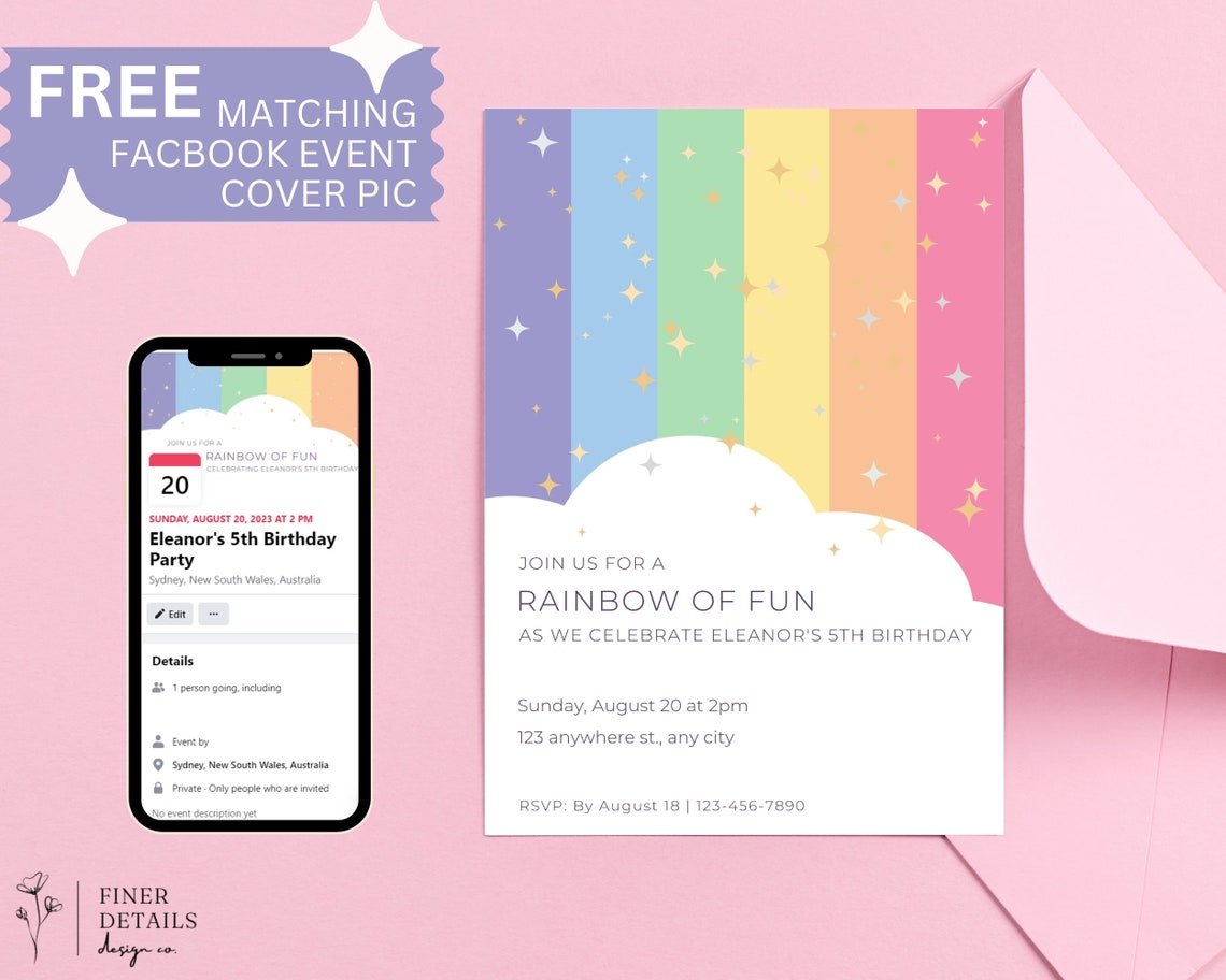 Printable Rainbow of Fun Invitation Template - Etsy Australia