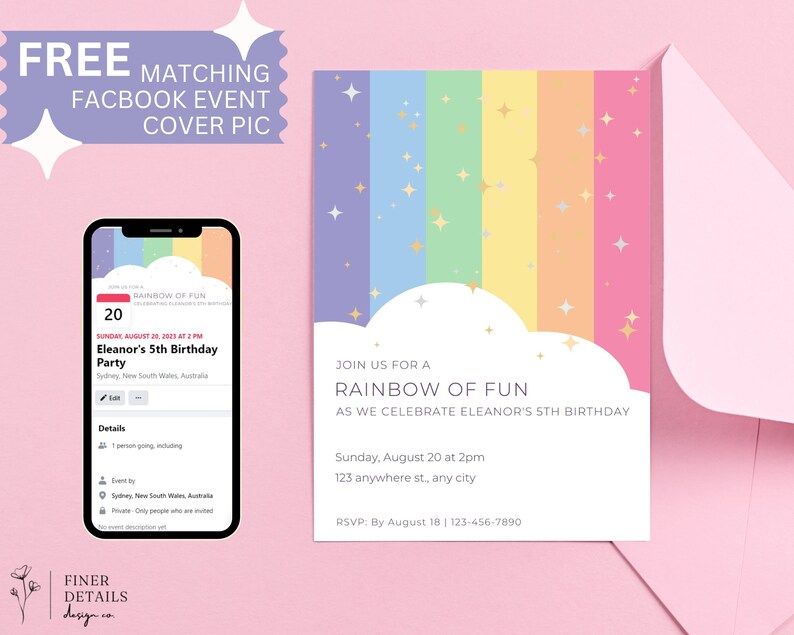 Printable Rainbow of Fun Invitation Template - Etsy Australia