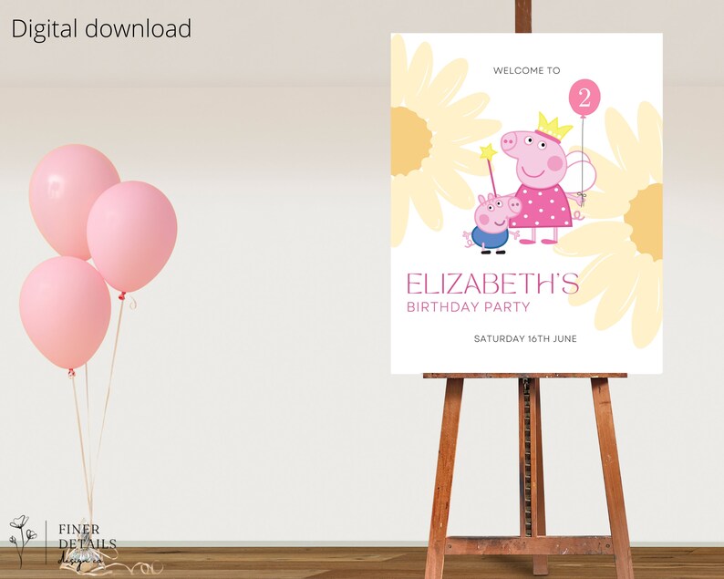 Editable Peppa Pig Birthday Welcome Sign Template Printable Colourful ...