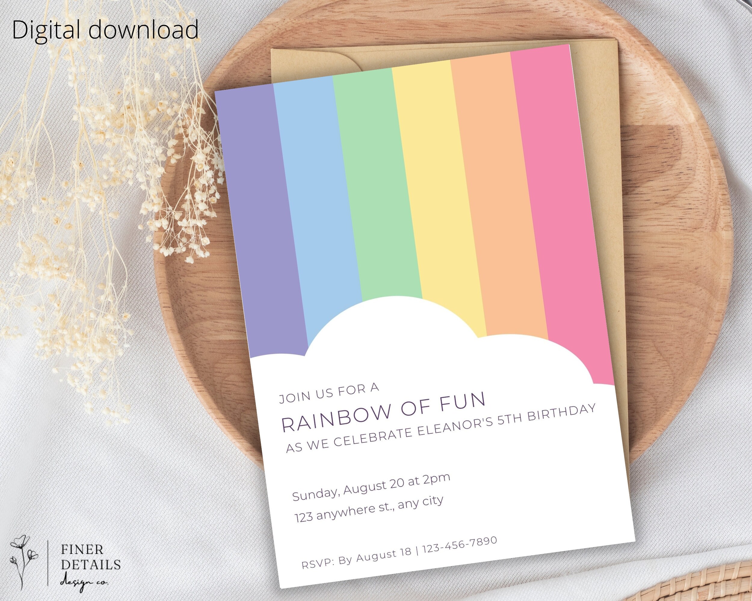 Printable Rainbow of Fun Invitation Template - Etsy