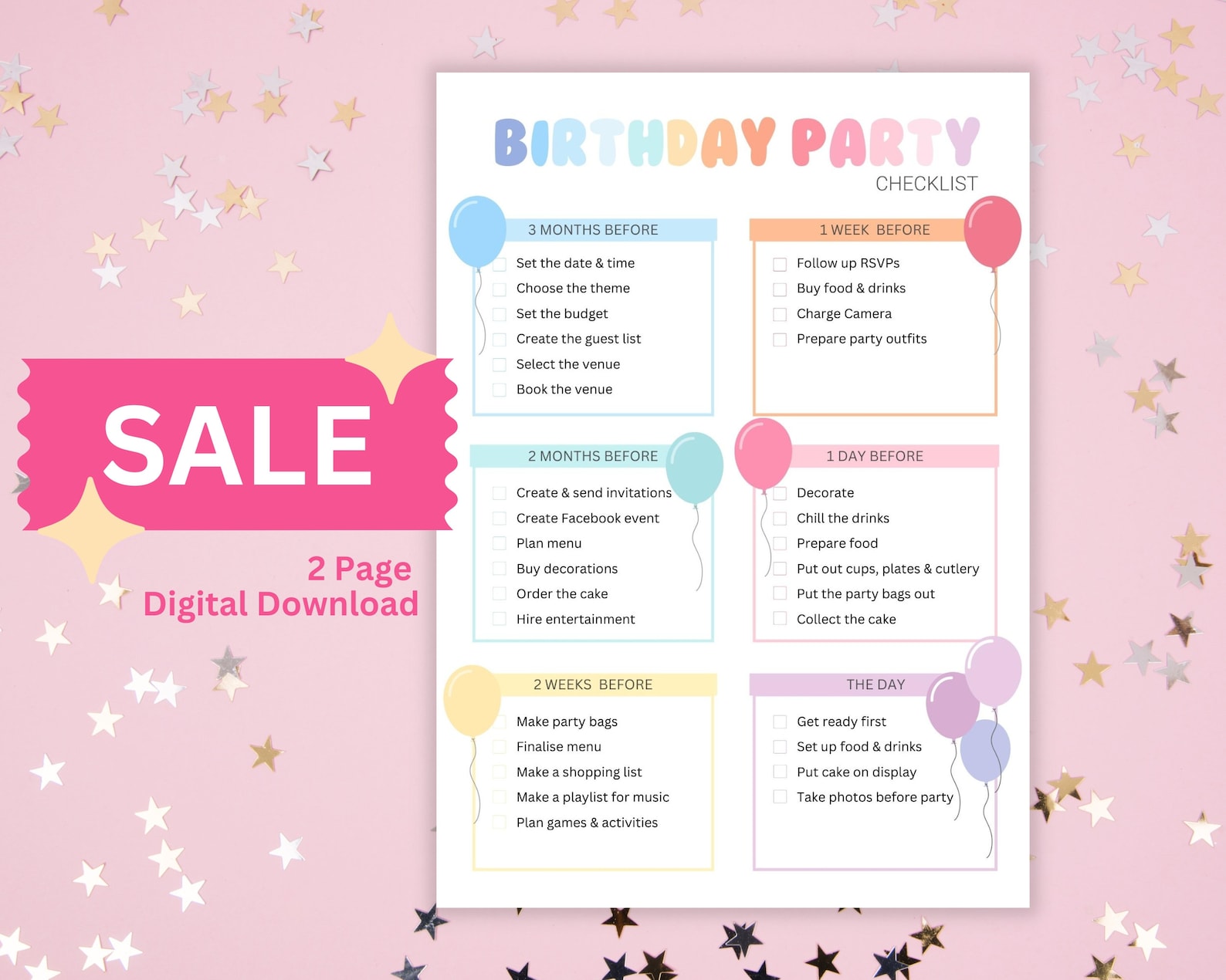 Printable Party Planner Birthday Planner Birthday Party Checklist Party ...