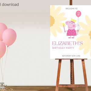 Editable Peppa Pig Birthday Welcome Sign Template Printable Colourful ...