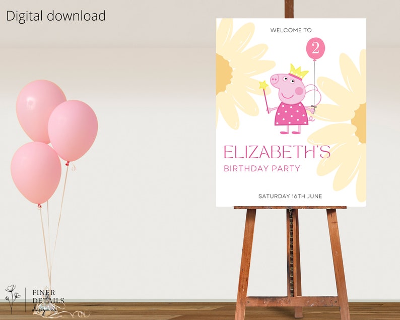 Editable Peppa Pig Birthday Welcome Sign Template Printable Colourful ...