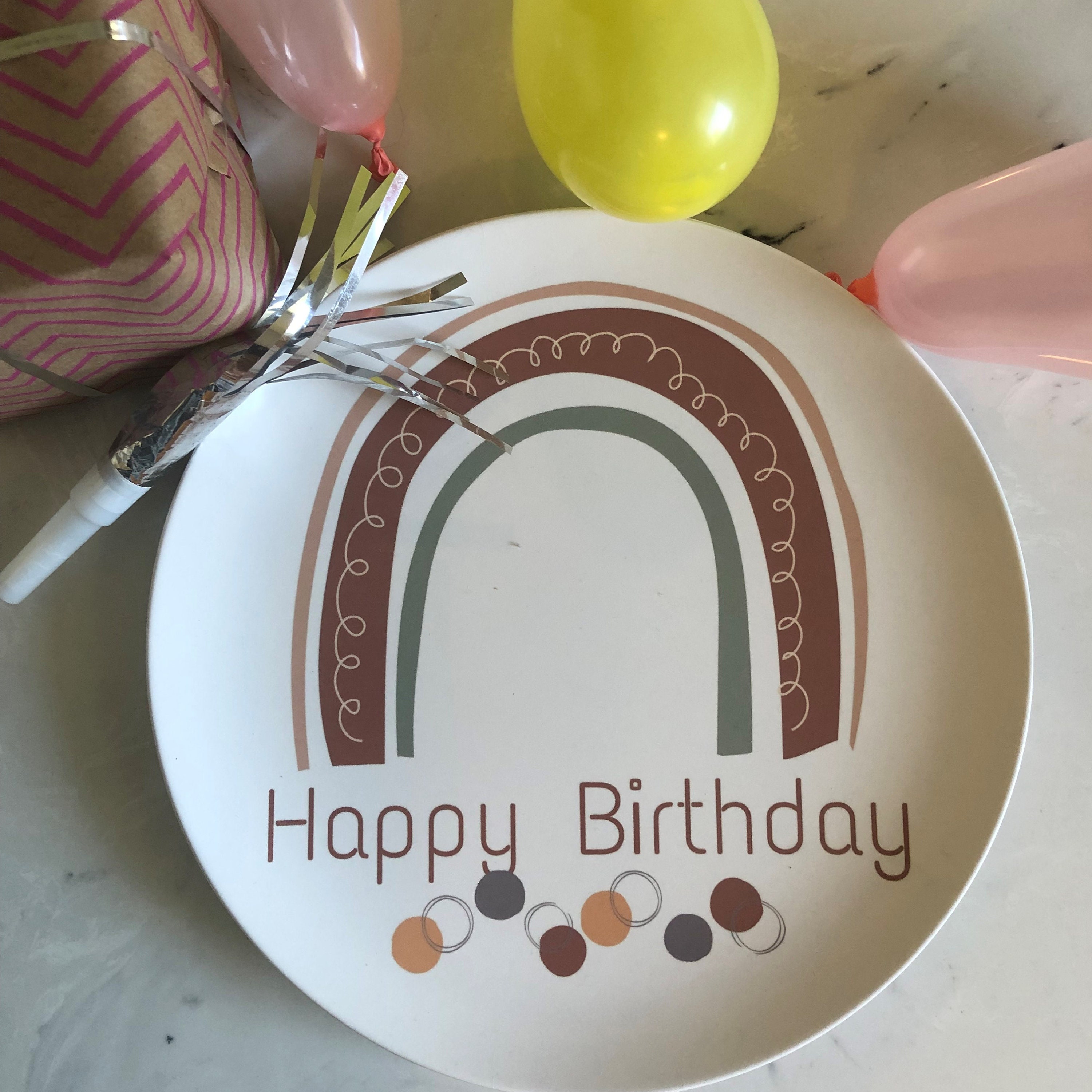 Rainbow Birthday Plate Boho Birthday for Girl Rainbow Party Plate ...