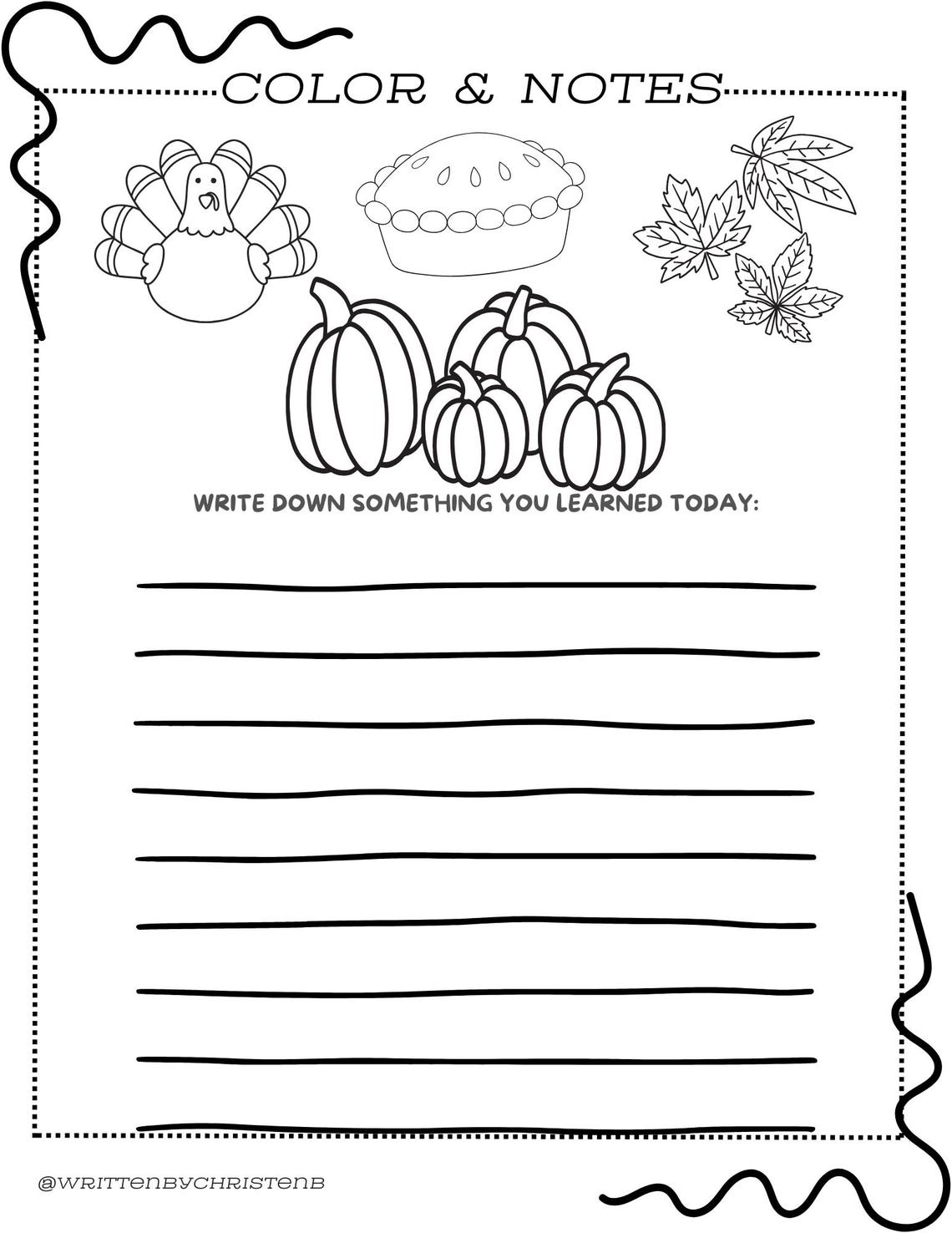 Thanksgiving Kids Sermon Notes & Activity Packet (BW) - Etsy