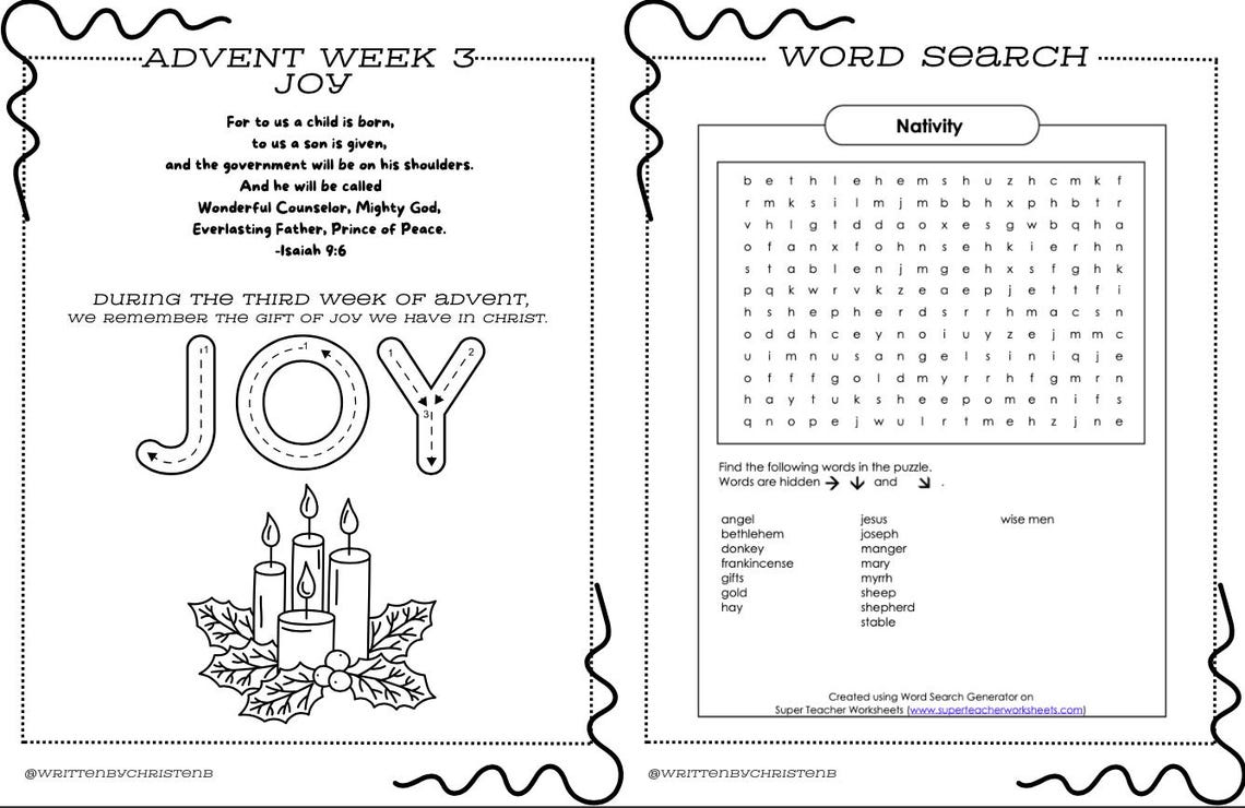 Christmas Kids Sermon Notes - Advent Week 3 - Etsy