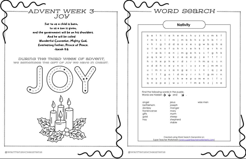 Christmas Kids Sermon Notes - Advent Week 3 - Etsy