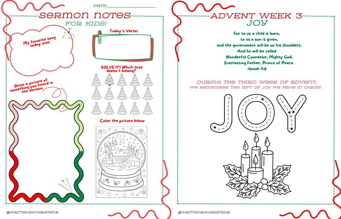 Christmas Kids Sermon Notes - Advent Week 3 - Etsy