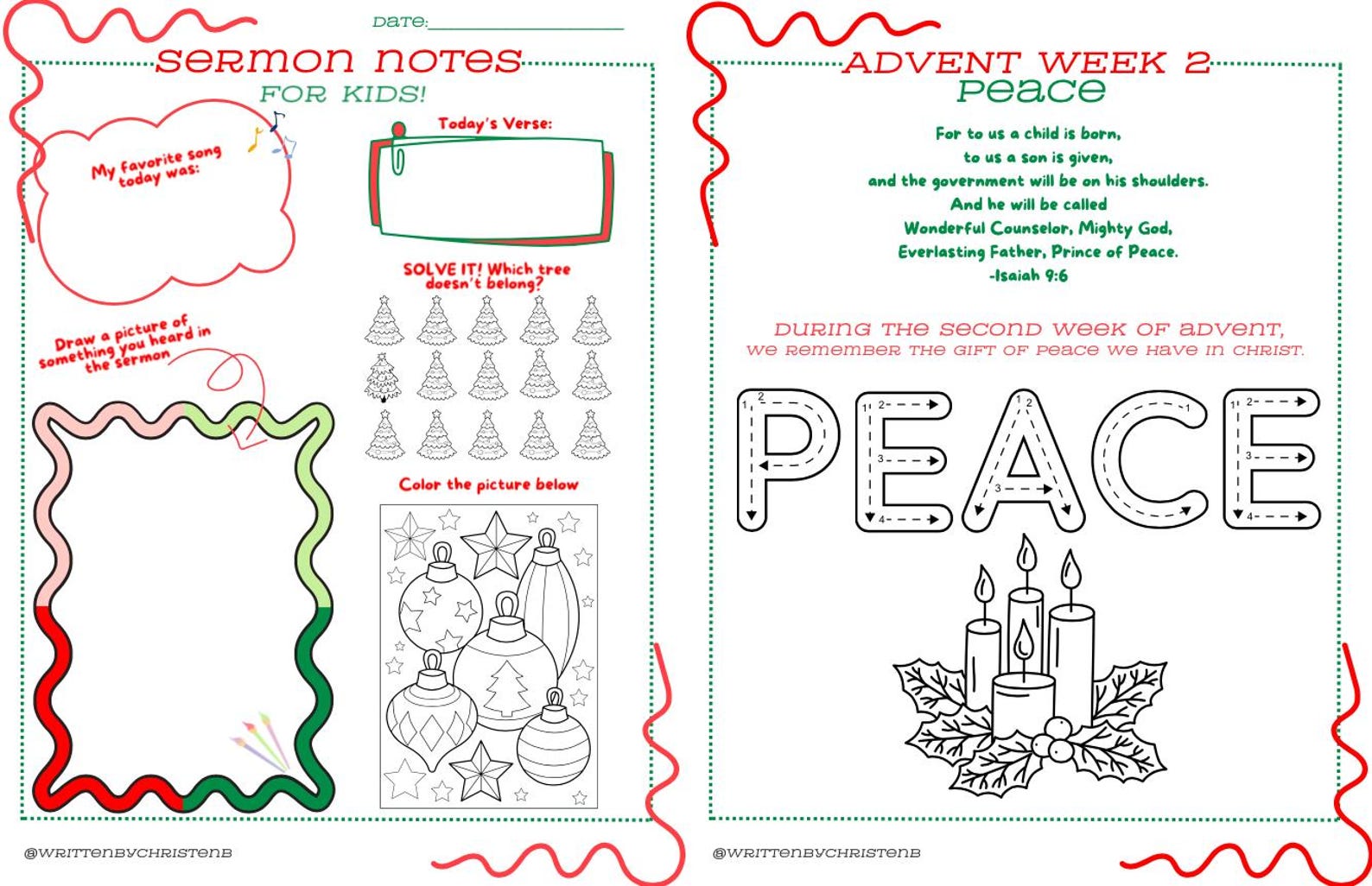 Christmas Kids Sermon Notes - Advent Week 2 - Etsy