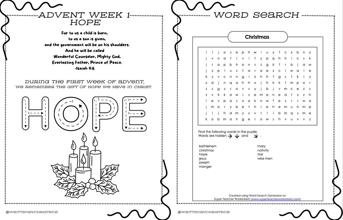 Christmas Kids Sermon Notes - Advent Week 1 - Etsy