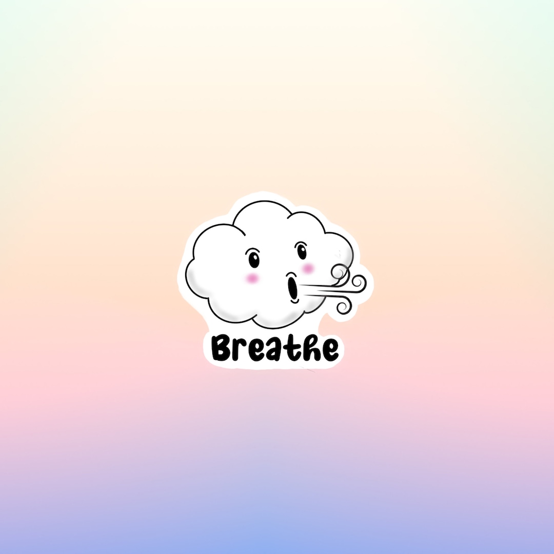 Cute Kawaii Cloud, Breathe Vinyl Sticker - Etsy