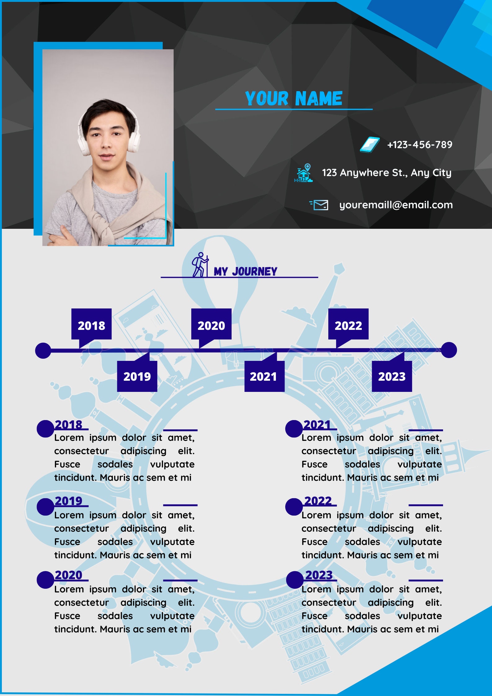 RESUME TEMPLATE | CV | Blue Resume Template | Aesthetic Resume Template ...