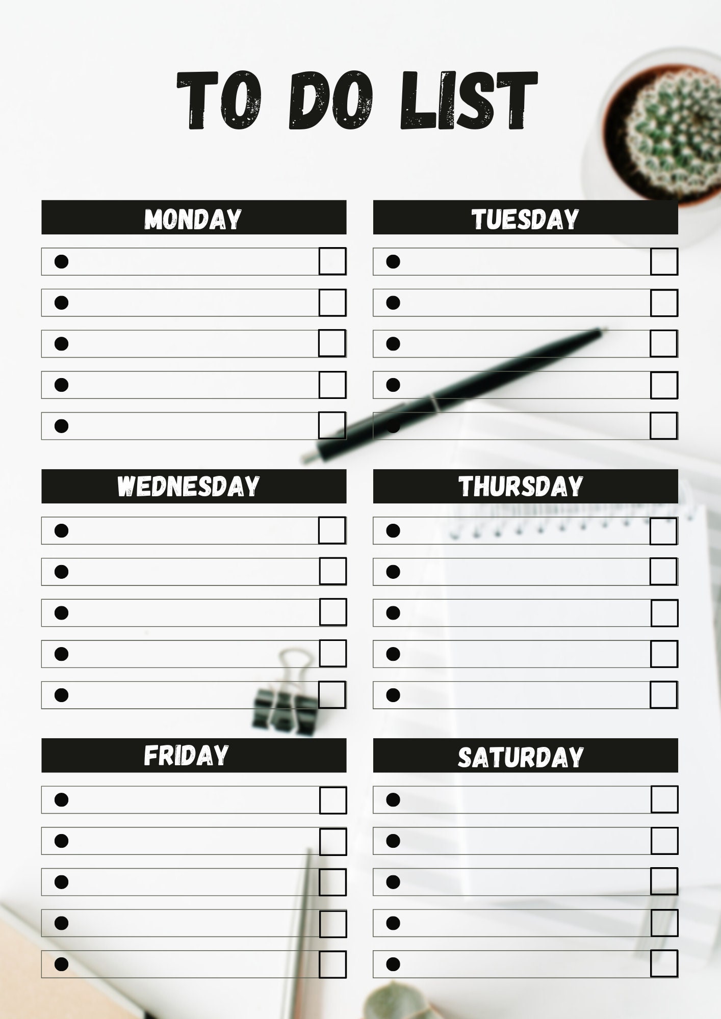 TO DO LIST | Black&white to Do List | Easy to Use to Do List - Etsy