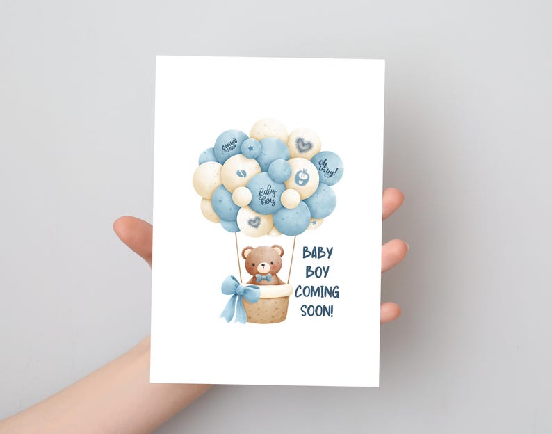 Baby Boy Coming Soon Card - Gender Announcement Printable -digital ...