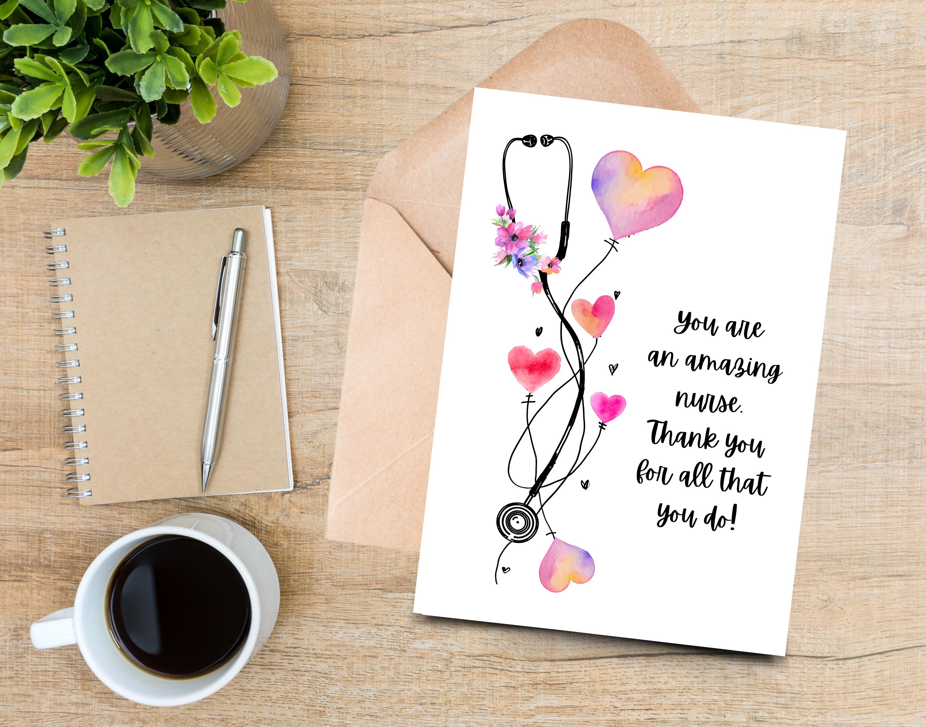 Nurse Appreciation Card - Printable Thank You Note - Digital Download ...