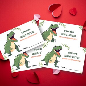 You Are Dino Mite Valentine Cards - Printable Classroom Valentines ...