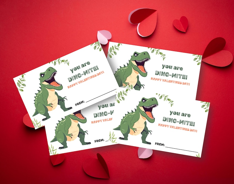 You Are Dino Mite Valentine Cards - Printable Classroom Valentines ...