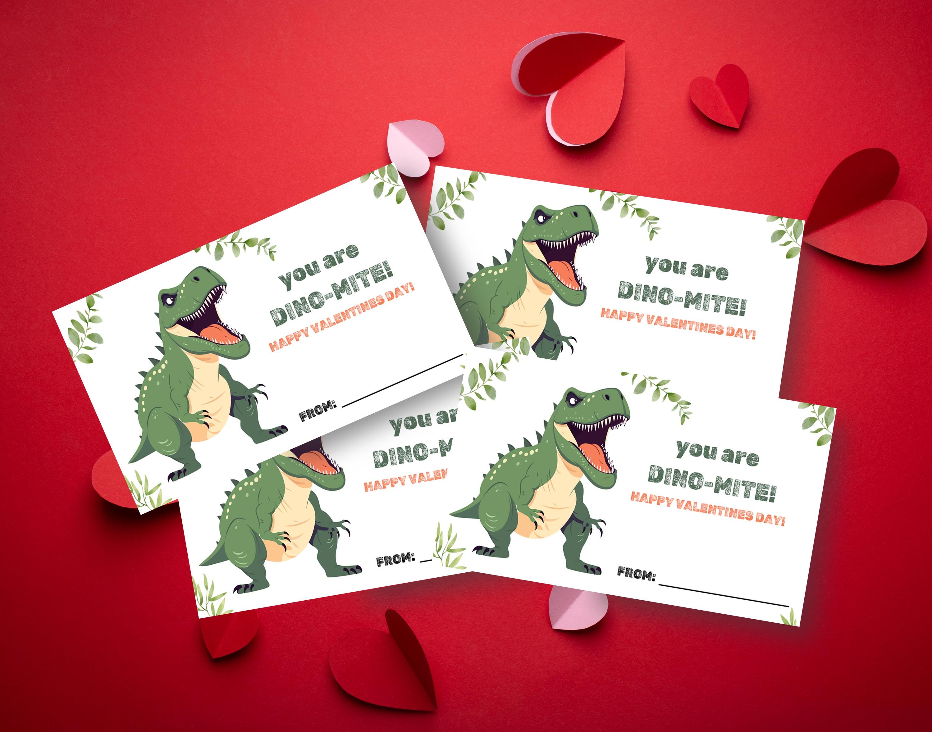 You Are Dino Mite Valentine Cards - Printable Classroom Valentines ...