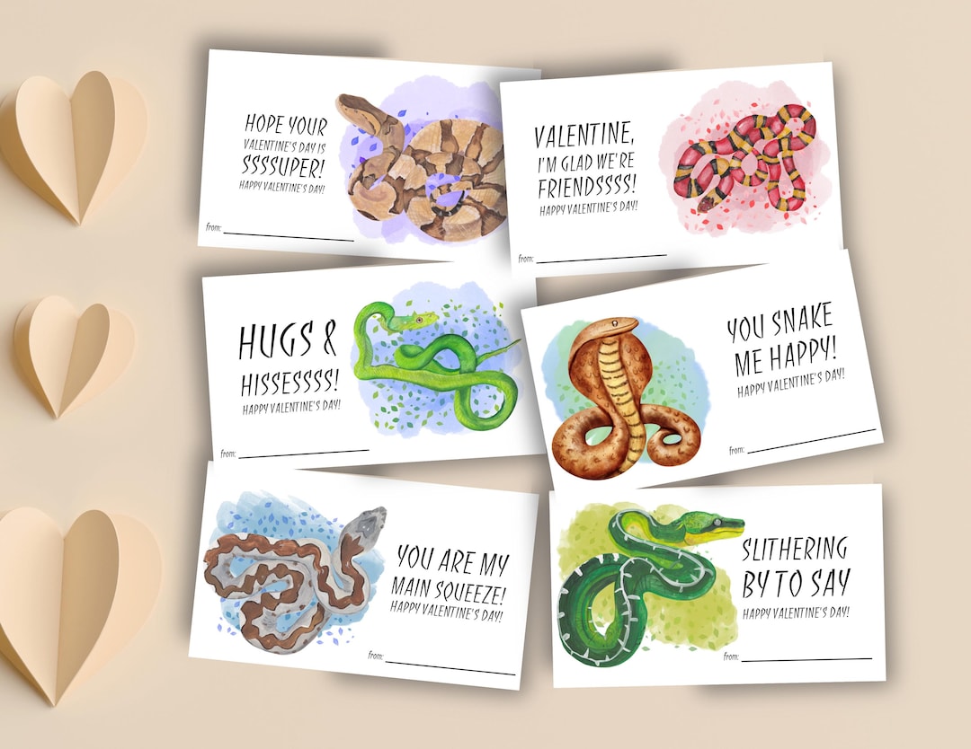 Snake Valentine Cards - Kids Classroom Printable - Digital Download - Etsy