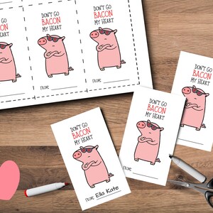 Don’t Go Bacon My Heart Printable Valentine Cards – Cute Pig Pun ...