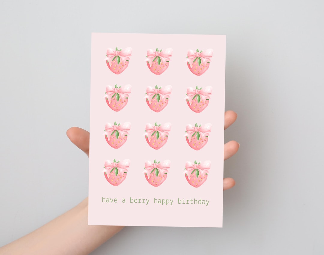 Printable Strawberry Birthday Card – ‘have a Berry Happy Birthday ...