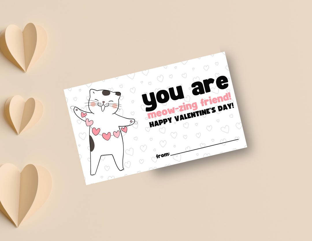 Cat Valentine Cards – Classroom Printable - Digital Download - Etsy