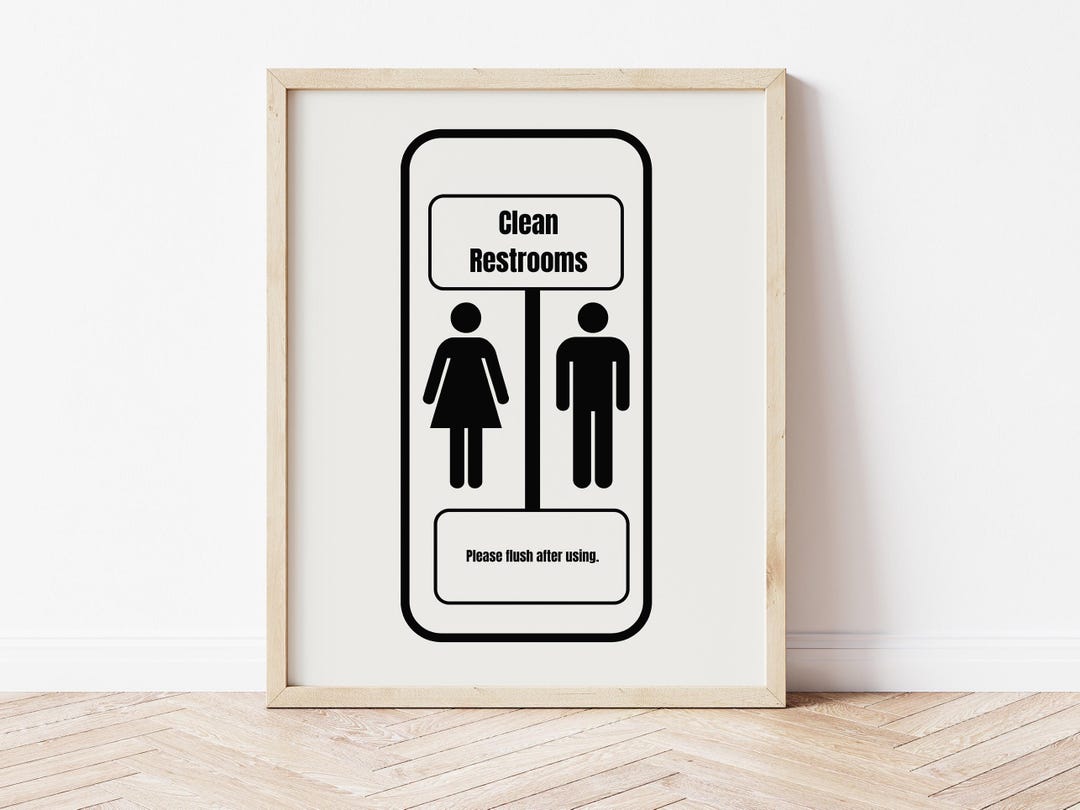 Modern Restroom Wall Art – Cleanliness Reminder – Printable Bathroom ...