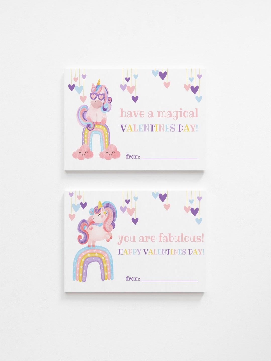 Unicorn Valentine Printable Kids Valentine Exchange School Valentine ...