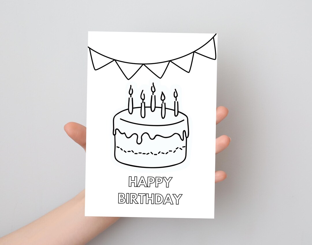 Fun DIY Birthday Card - Color Your Own Downloadable Design - Etsy