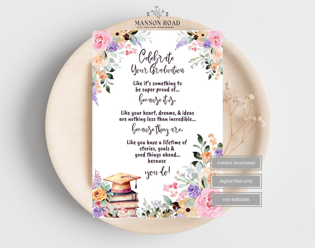 Celebrate Your Graduation Printable Card for Her Big Day Digital ...