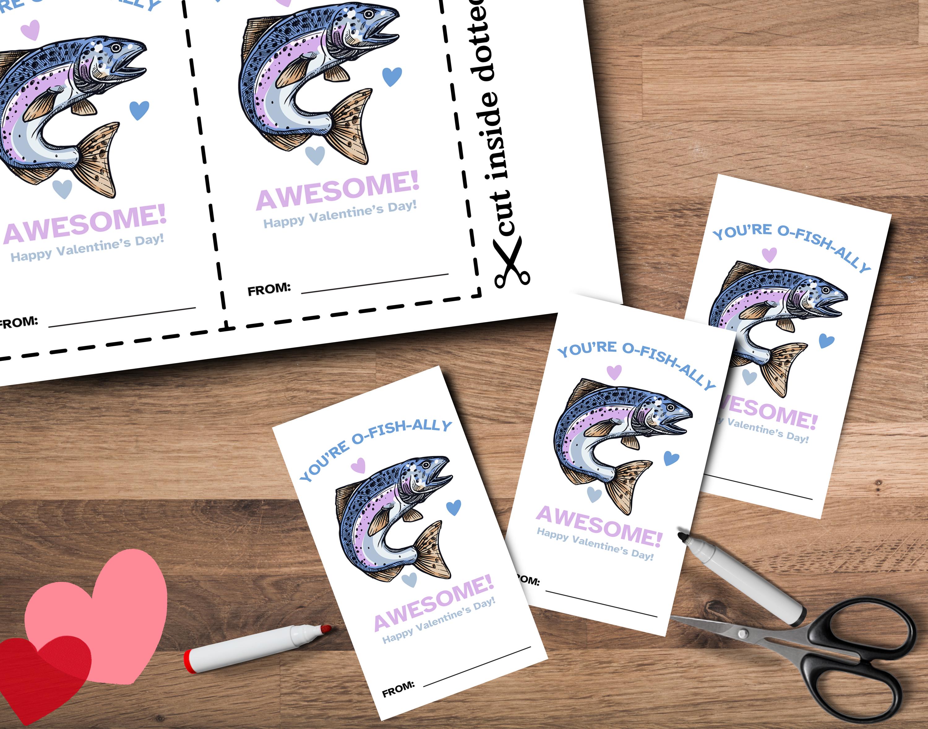Printable Fishing Themed Valentine Cards - O-fish-ally Awesome ...