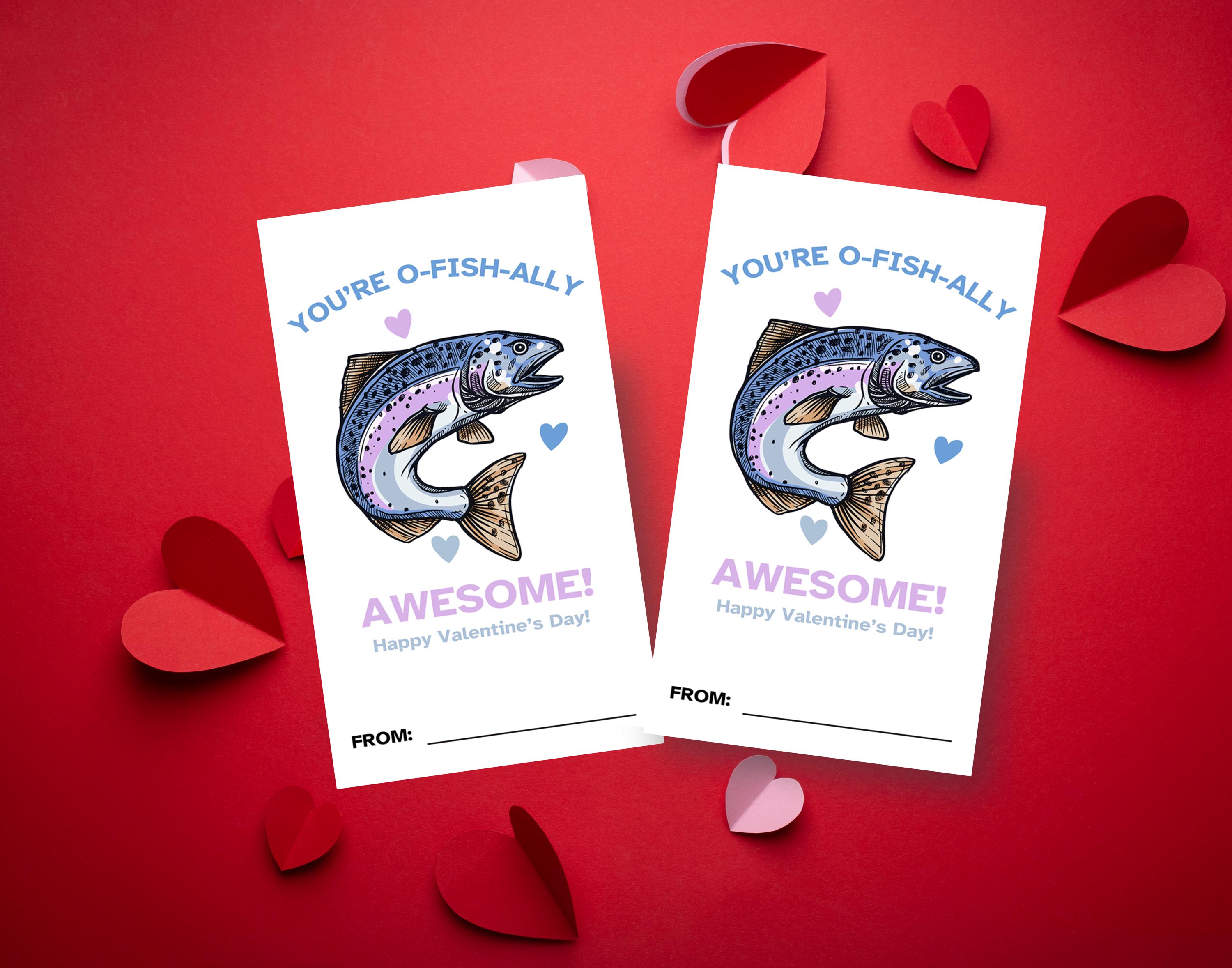 Printable Fishing Themed Valentine Cards - O-fish-ally Awesome ...
