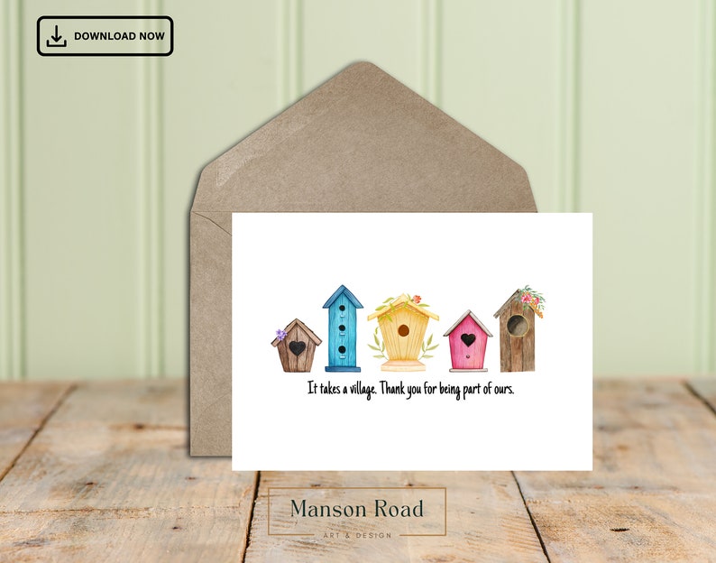 Heartfelt Thank You Card for Family, Teacher, or Neighbor It Takes A ...