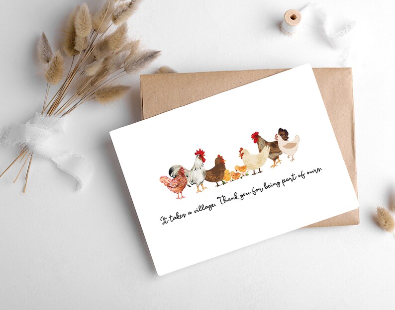 Chicken Thank You Card - It Takes A Village Printable - Digital ...