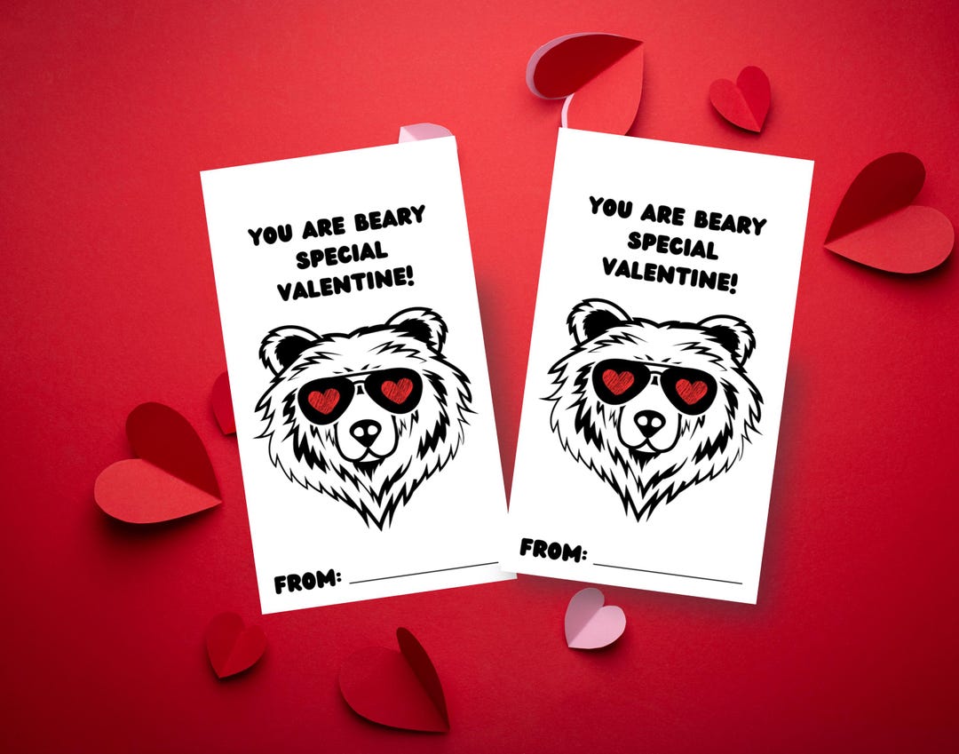Bear Valentine Cards - You Are Beary Special - Printable Classroom ...