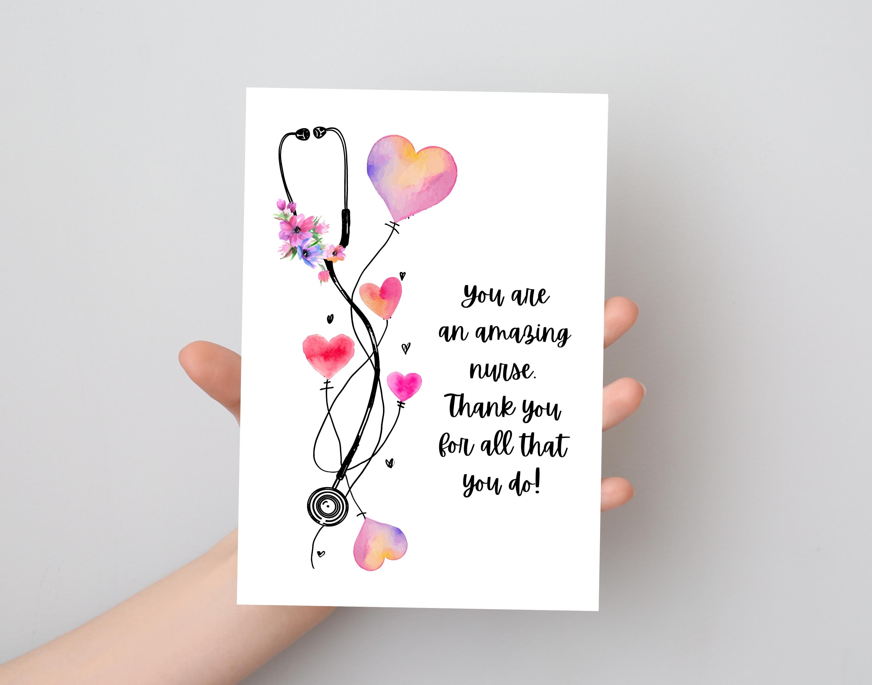 Nurse Appreciation Card - Printable Thank You Note - Digital Download ...