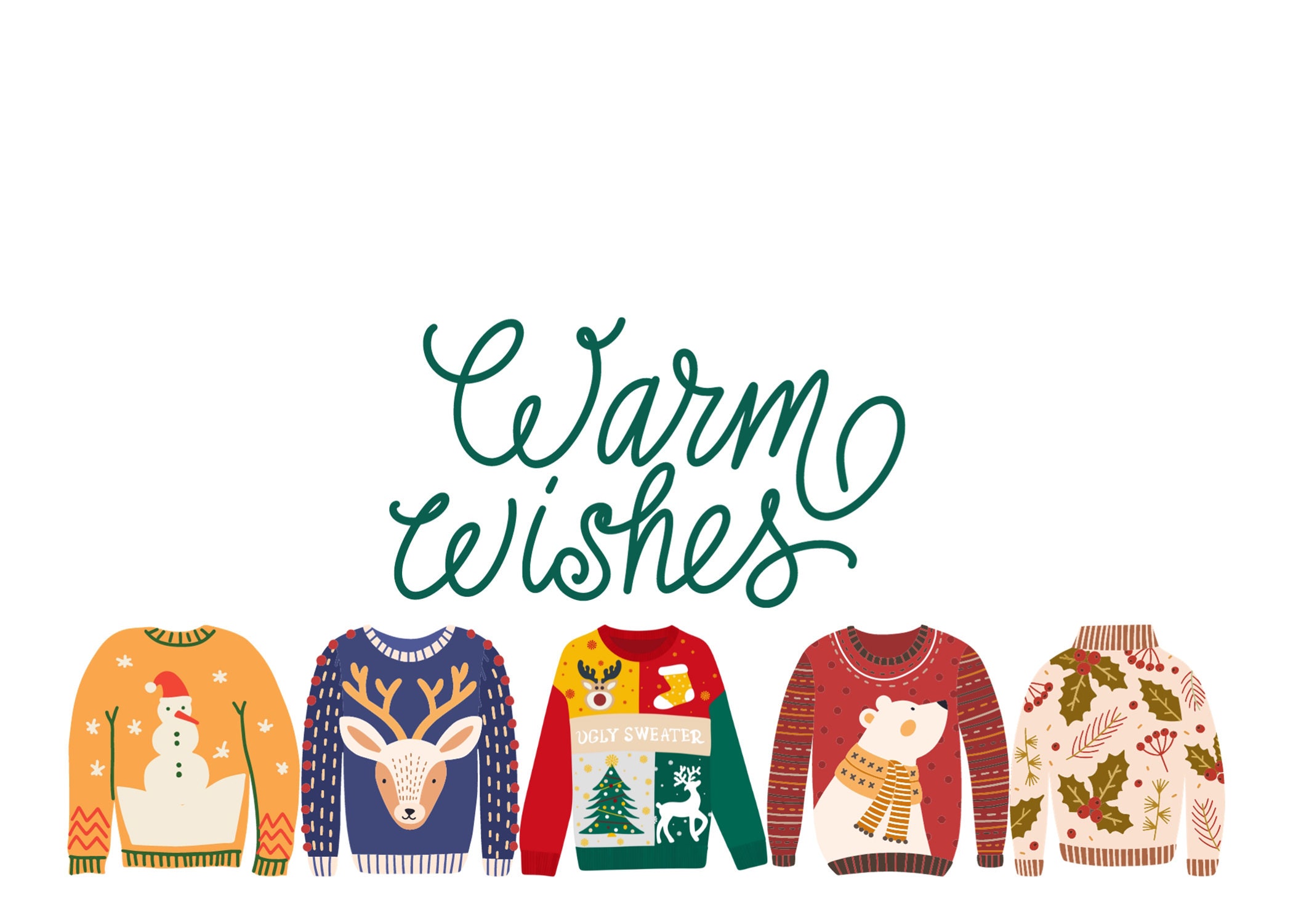 Ugly Sweater Printable Christmas Card Ugly Sweater Card Holiday Wishes ...