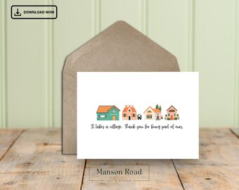 It Takes a Village Thank You Greeting Card for Teachers, Card for Mom ...