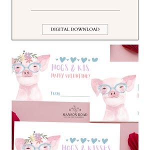 Hogs & Kisses Valentine Cards - Printable Classroom Valentines ...