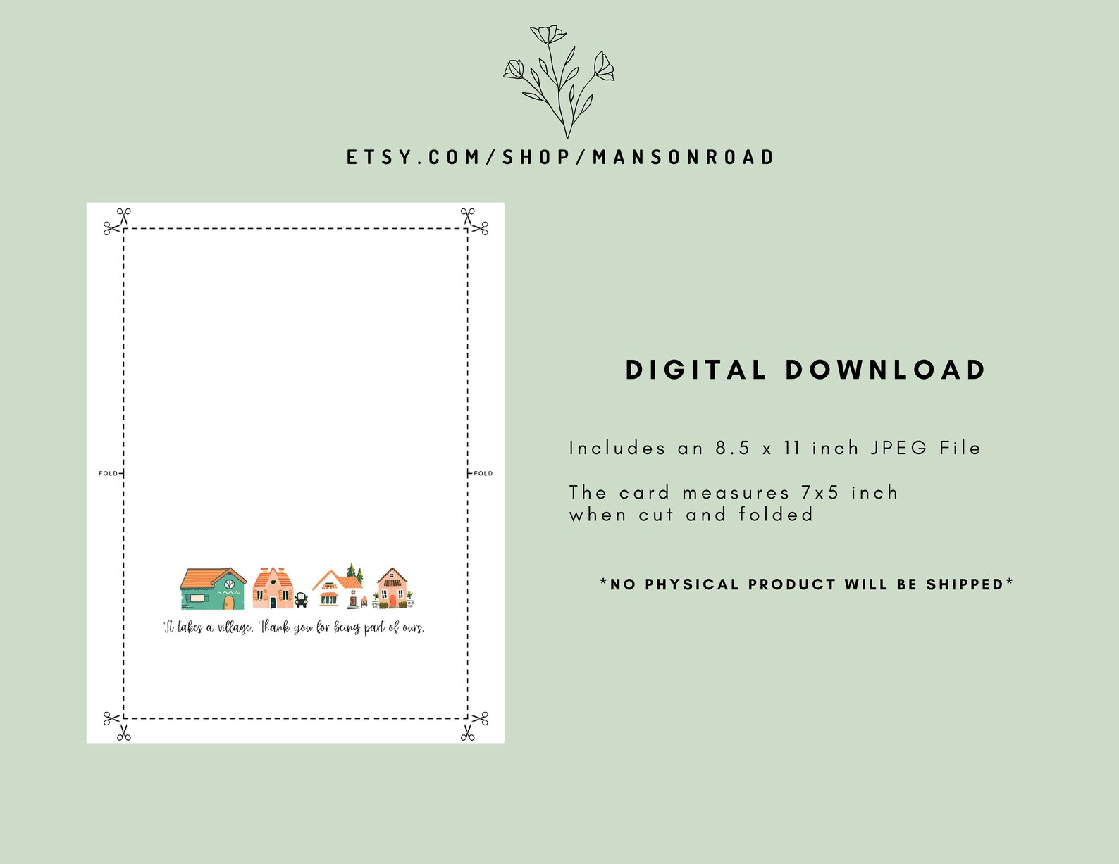 It Takes a Village Thank You Card Heartfelt Appreciation for Your ...