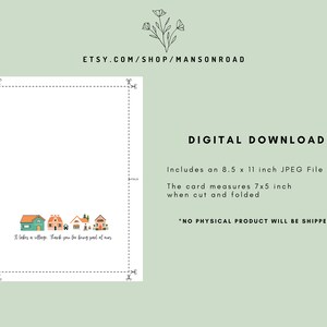 It Takes a Village Thank You Card Heartfelt Appreciation for Your ...