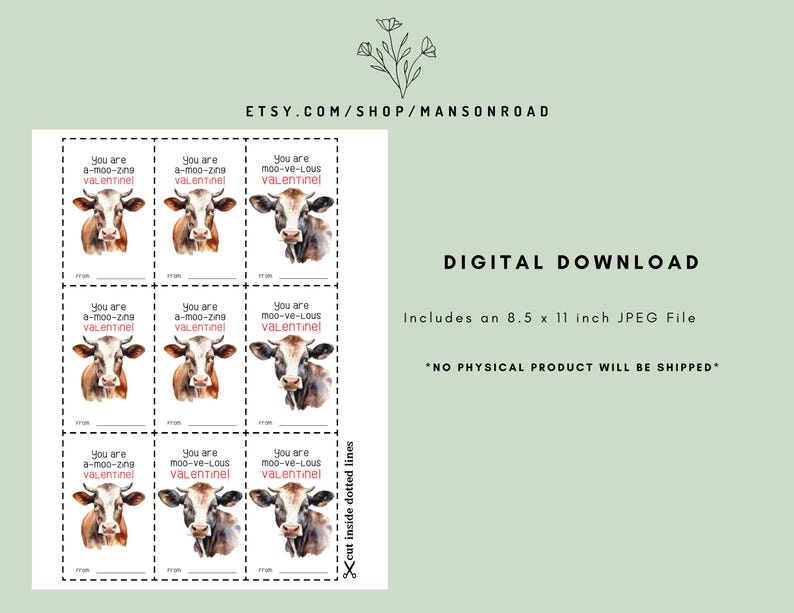 Funny Farm Cow Valentine Cards - Printable Classroom Valentines ...