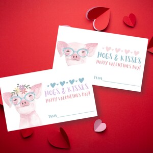 Hogs & Kisses Valentine Cards - Printable Classroom Valentines ...