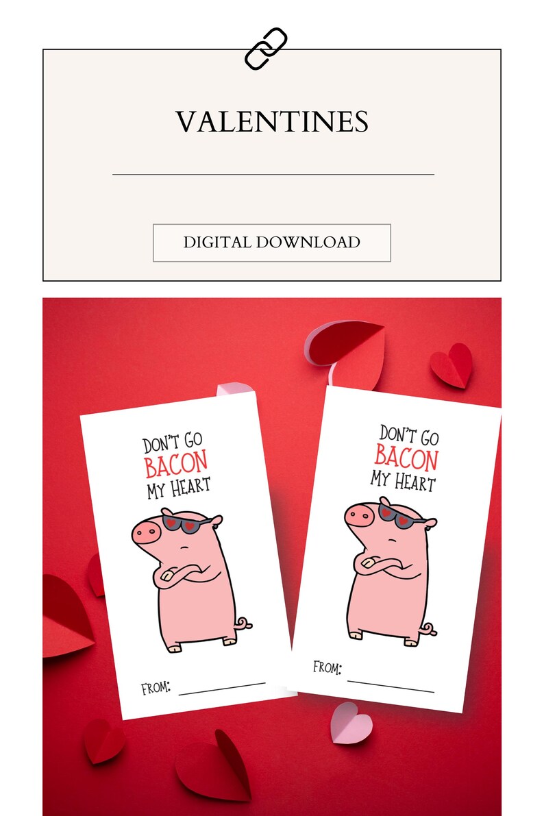 Don’t Go Bacon My Heart Printable Valentine Cards – Cute Pig Pun ...