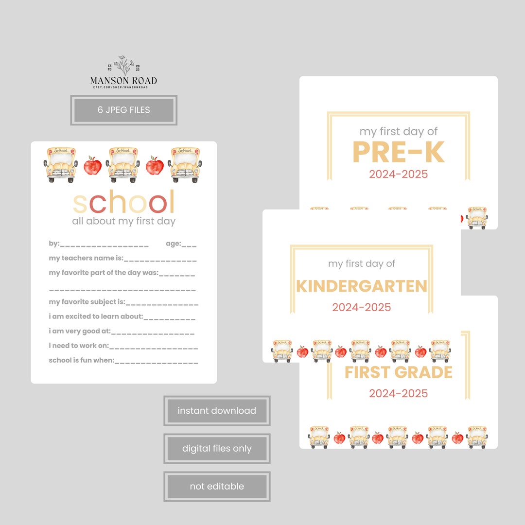 School Bus First Day of School Sign • Back to School Photo Prop ...